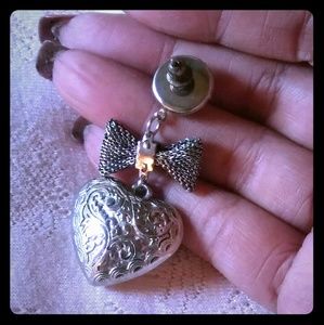 Jewelry | Vintage Bow Heart Dangle Lapel Pin | Poshmark